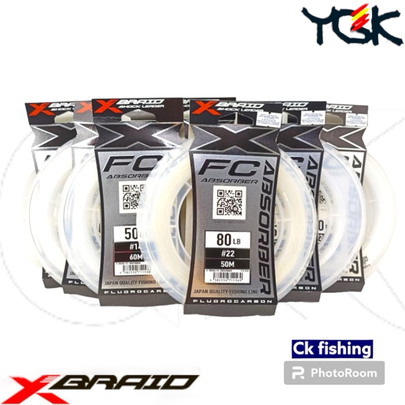 YGK ABSORBER GALIS X Braid FC HIGH QUALITY 100% FLUOROCARBON LEADER Size 20Lb to 100Lb Fishing ...