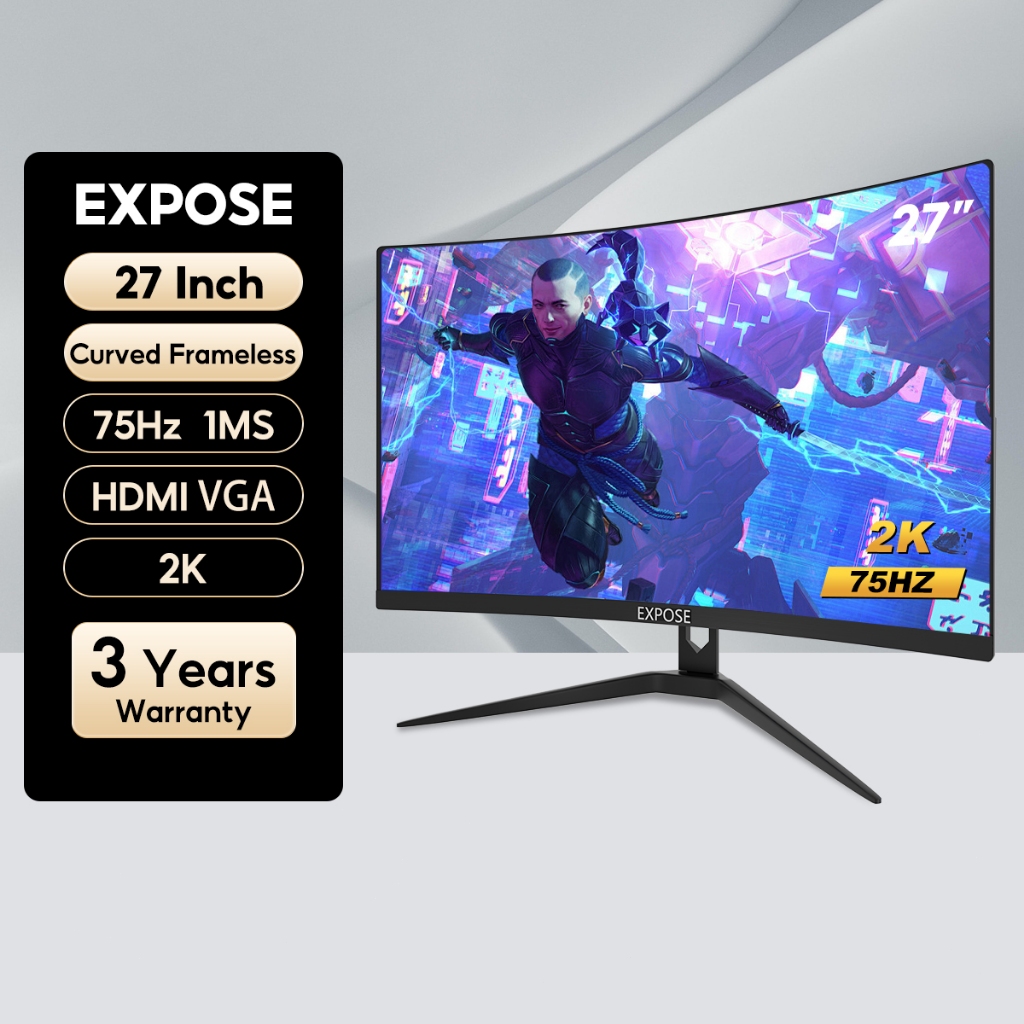 Monitor Curved 27 Inch 165Hz PC Gaming Monitor LED Display 75Hz ...