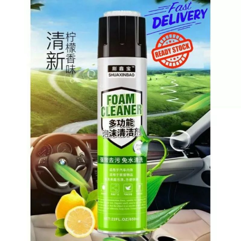 Foam Multi-Purpose Cleaner 650ml With Head Brush Pencuci Serbaguna Sofa Fabric Leather | Shopee ...