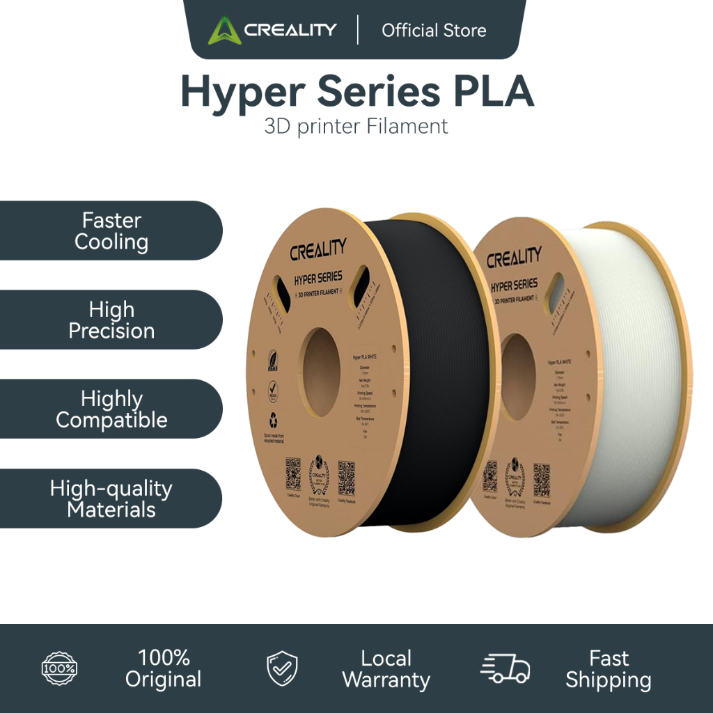 Creality Hyper PLA Filament - Black/White/Red/Blue/Orange/Yellow/Green ...