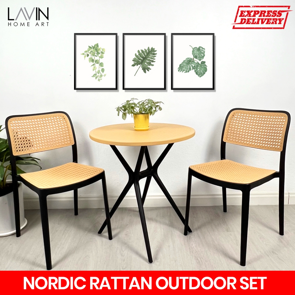 Nordic Rattan Outdoor Set / Coffee Table Set / Set Meja santai / Set ...