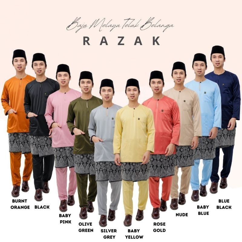 [S-5XL] Baju Melayu Razak Teluk Belanga | Baju Melayu Lelaki Dewasa ...