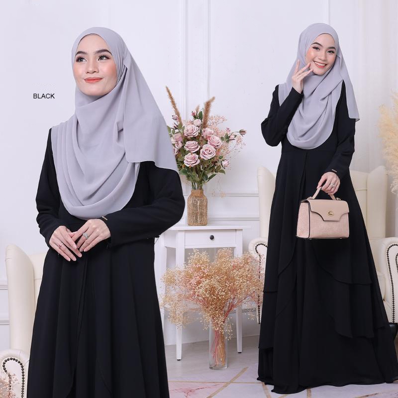 【Ready Stock】JUBAH Abaya MUSLIMAH FLOWY 3 layer abaya zip sleeve bridesmaid nikah tunang dinner ...