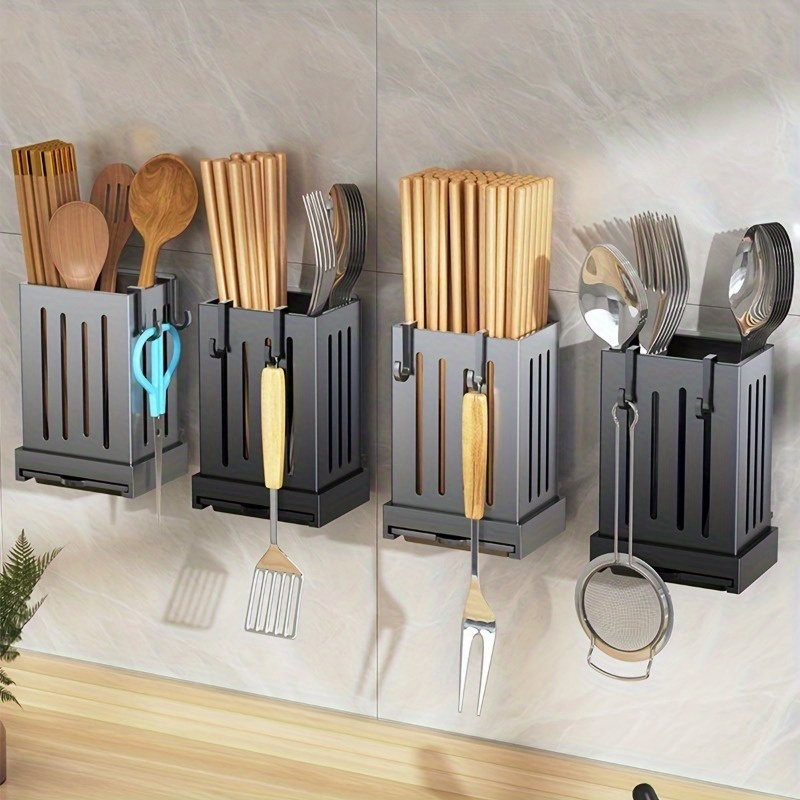 Wall Mounted Kitchen Organizer for Spoons Knives Forks Cook Utensil ...