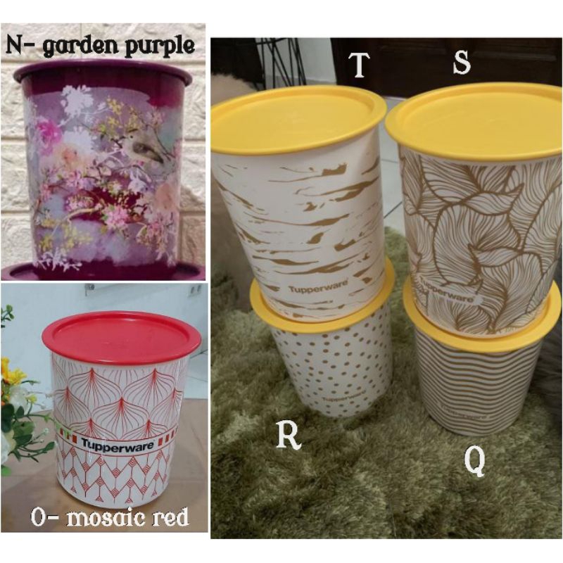 Tupperware One Touch OT Canister 2L container printed bekas susu gula milo kedap udara | Shopee ...