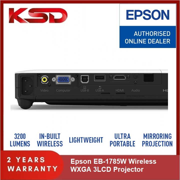 Epson EB-1785W WXGA 3LCD 3200 lumens Wireless Ultra Portable Projector with Gesture Presenter ...