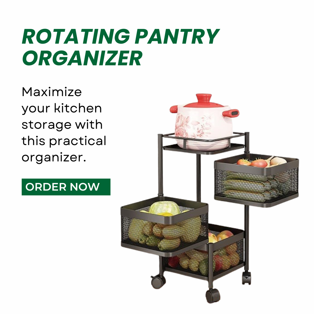 Kitchen Rotating Storage Rack Revolving Shelf Pantry Trolley Organizer ...