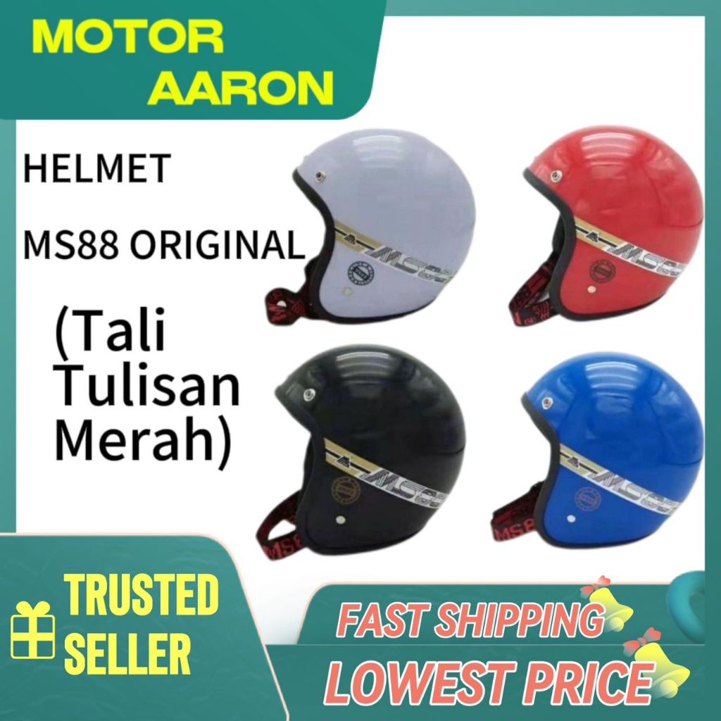 100% ORIGINAL MS88 HELMET 🔥TALI TULISAN MERAH🔥SAFETY HELMET TOPI MOTOR ...