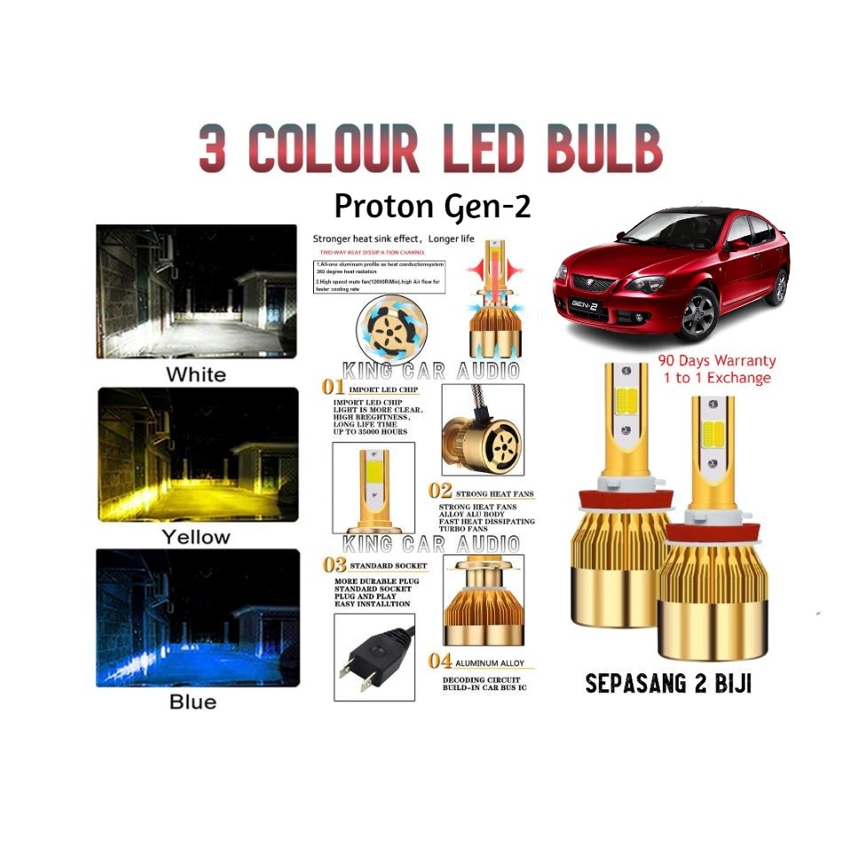 Proton Gen 2 ~ 3 Colour LED Light Bulb 3000/6000/10000K Yellow White ...