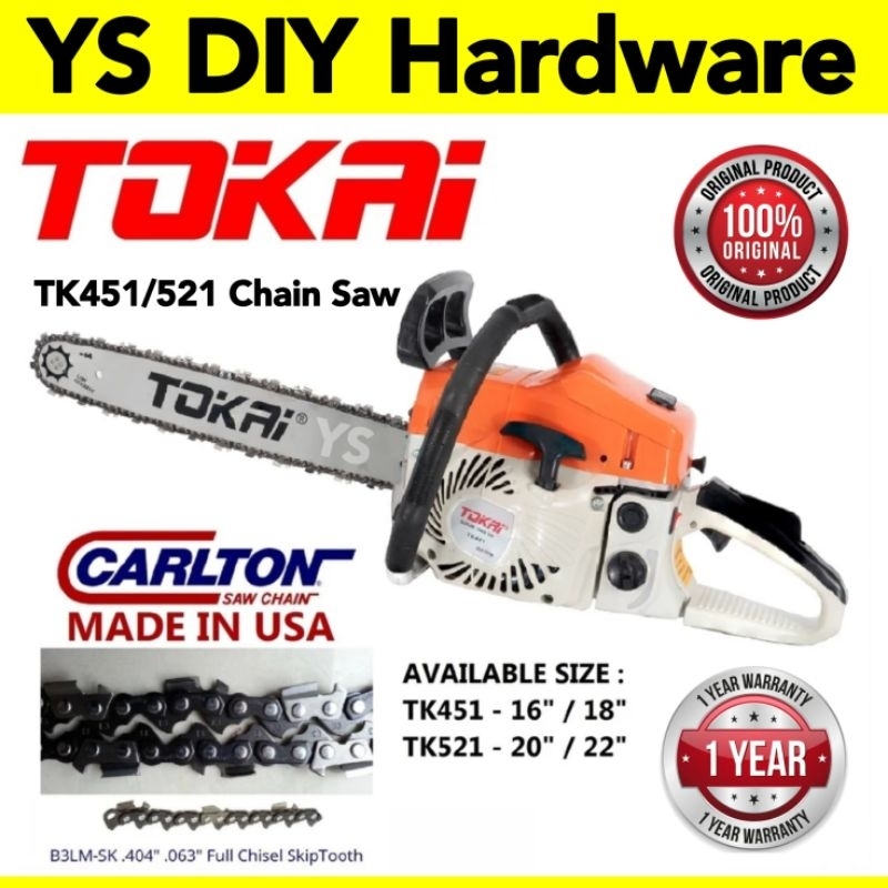 TOKAI Heavy Duty Chainsaw 16"/18"/20"/22" (TK451/TK521) Mesin Gergaji ...