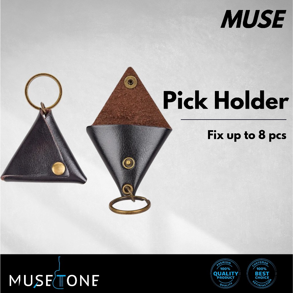 Muse Guitar Picks Holder Case Leather Keychain Plectrum Key Fob Cases ...