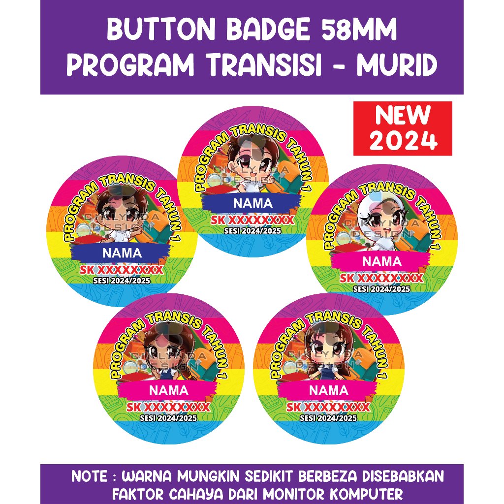 BUTTON BADGE SAFETY PIN - PROGRAM TRANSISI (MURID) | Shopee Malaysia