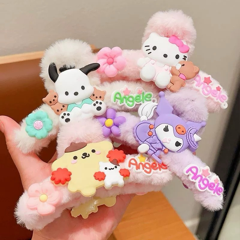 Sanrio design Plush Hair Clip Cartoon Cute Grab Clip kuromi melody ...