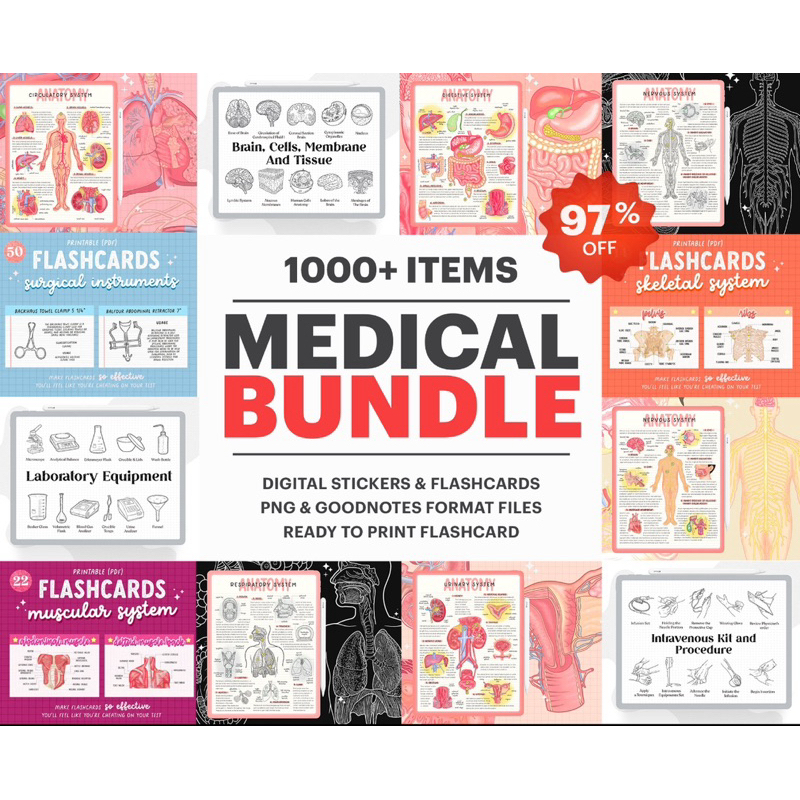 1000+ Medical Bundle, Goodnotes Sticker, Medical Flashcards, Digital ...