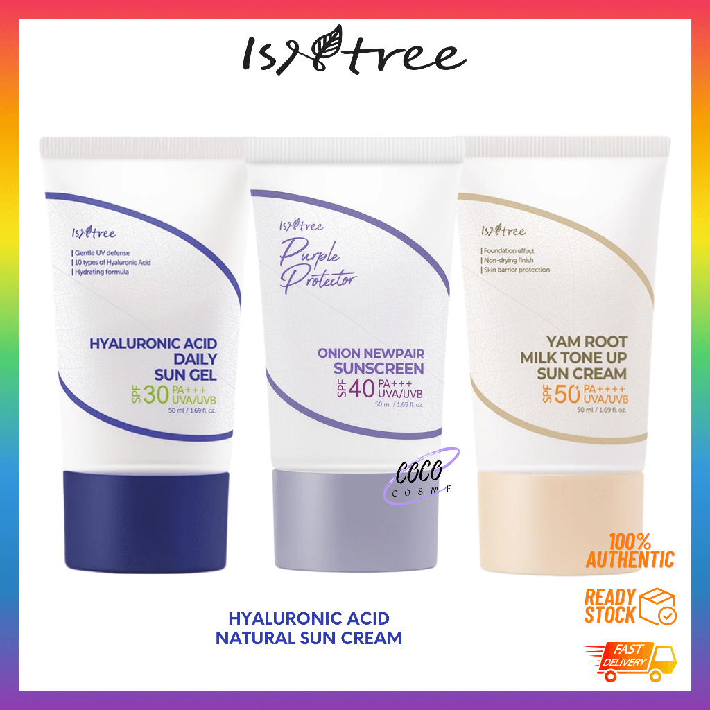 ISNTREE Hyaluronic Acid Daily Sun Gel / Onion Newpair Sunscreen / Yam ...