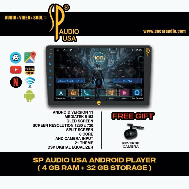 CAR ANDROID PLAYER 4GB RAM 32GB MEMORY SUPPORT ANDROID AUTO AND APPLE ...