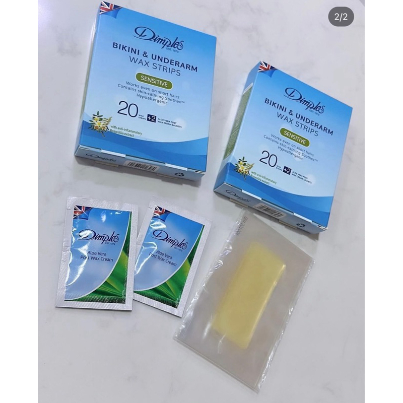 DIMPLES Bikini & Underarm Wax Strips Sensitive 20s | Shopee Malaysia