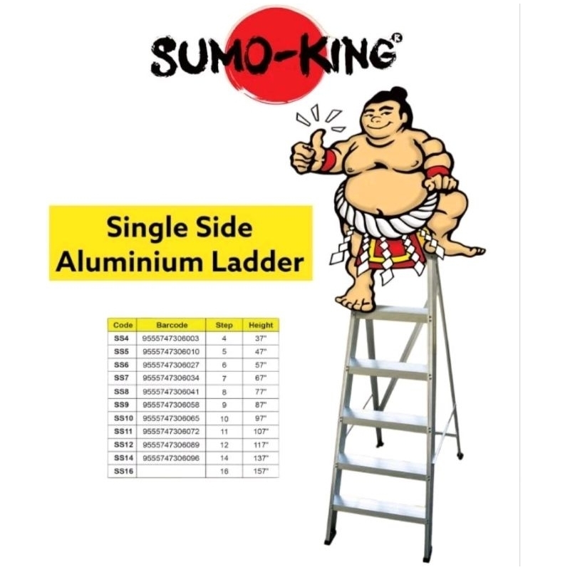 Sumo King Aluminium Single Sided Ladder 8/9/10/12 Step | Shopee Malaysia