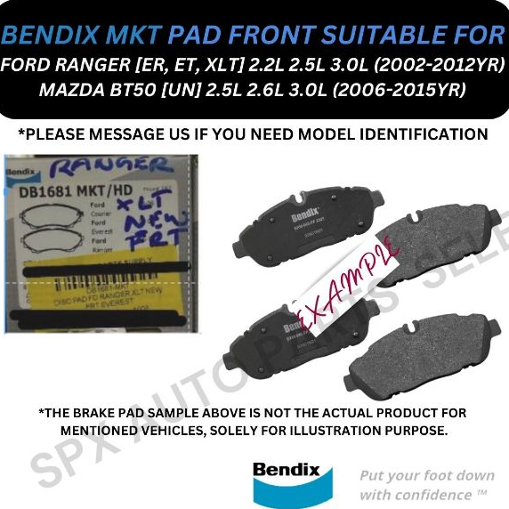 BENDIX DISC BRAKE PAD FRONT FOR FORD RANGER [ER, ET, XLT] '02-12YR ...