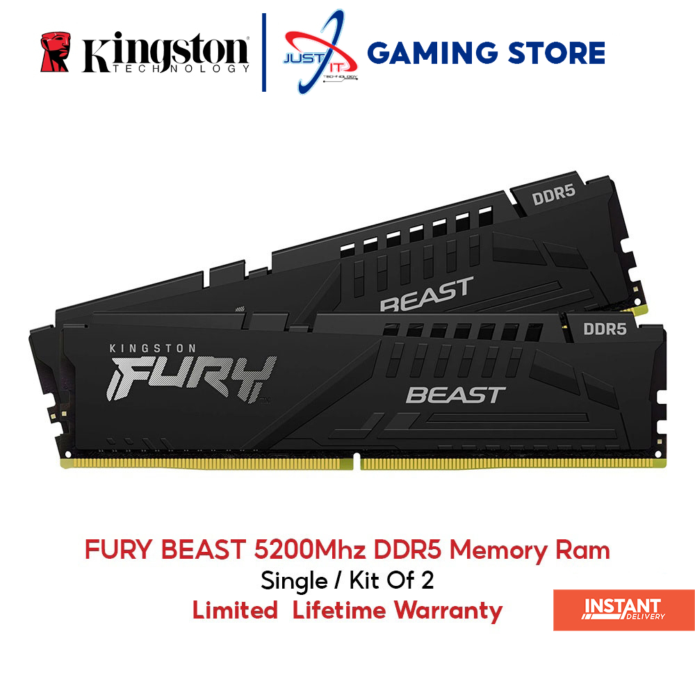 KINGSTON FURY BEAST BLACK 8GB / 16GB / 32GB (2*16GB) DDR5 5200MHZ / 6000MHZ DDR5 CL40 GAMING ...