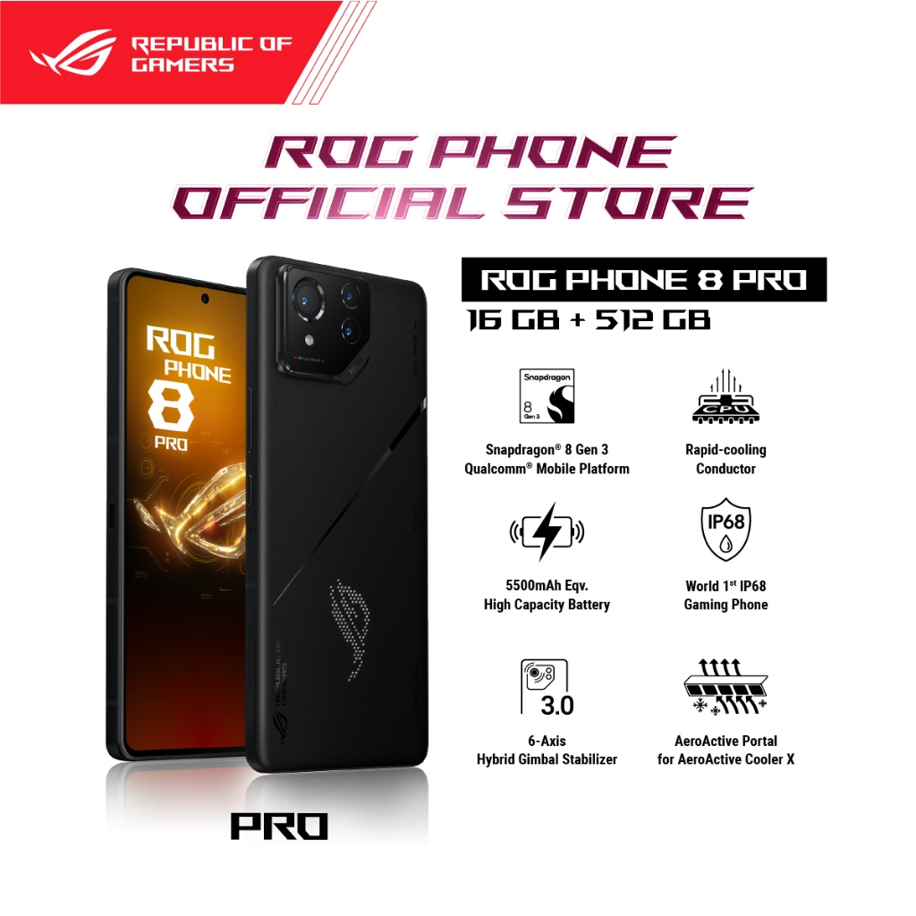 ROG Phone 8 Pro Gaming Phone Qualcomm Snapdragon 8 Gen 3 (16GB + 512GB) | Shopee Malaysia