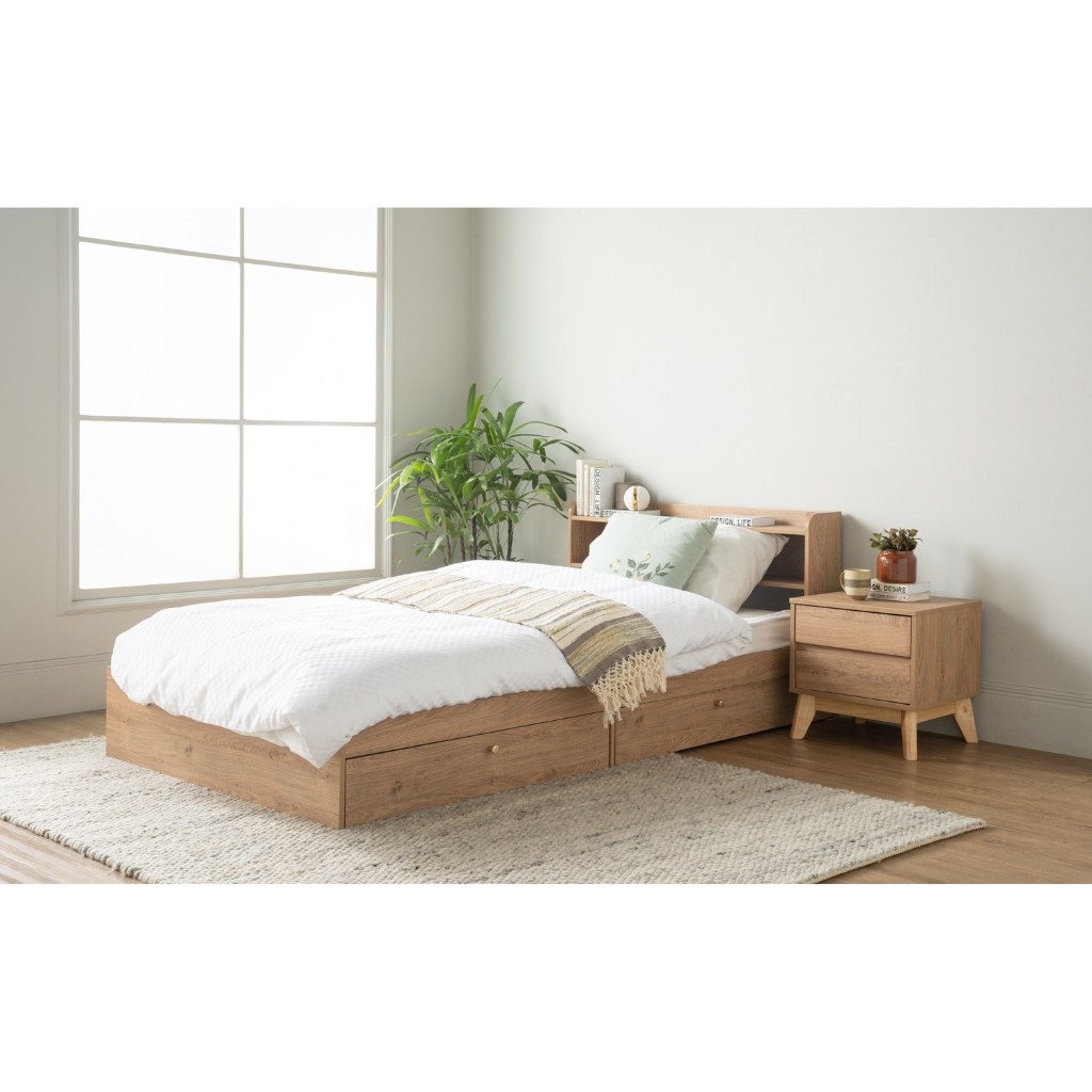 LANCCO Katil Single Muji Bedframe Super Single & Single Wood Laminated ...