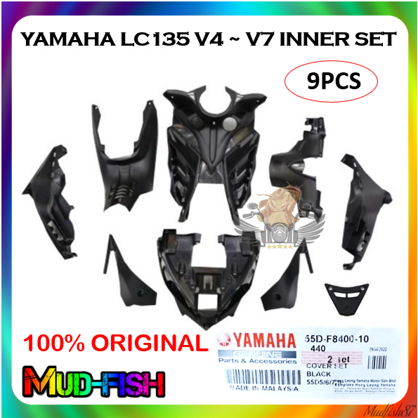 ORIGINAL HLY YAMAHA LC135 NEW V2 V3 V4 V5 V6 V7 INNER SET FLAT BLACK 55D-F8400-10 (9 PCS ...