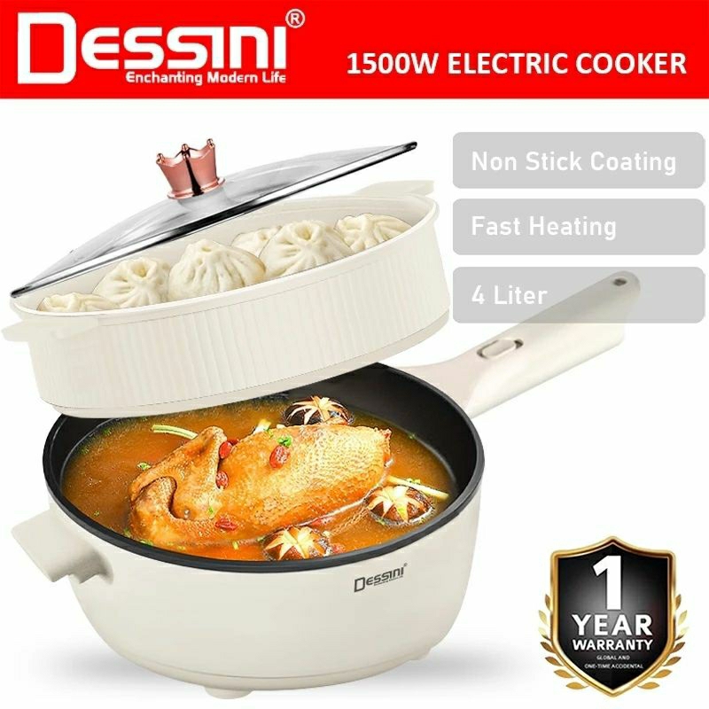 DESSINI Electric Cooker Steamboat Hot Pot Non Stick Frying Wok Pan Rice ...