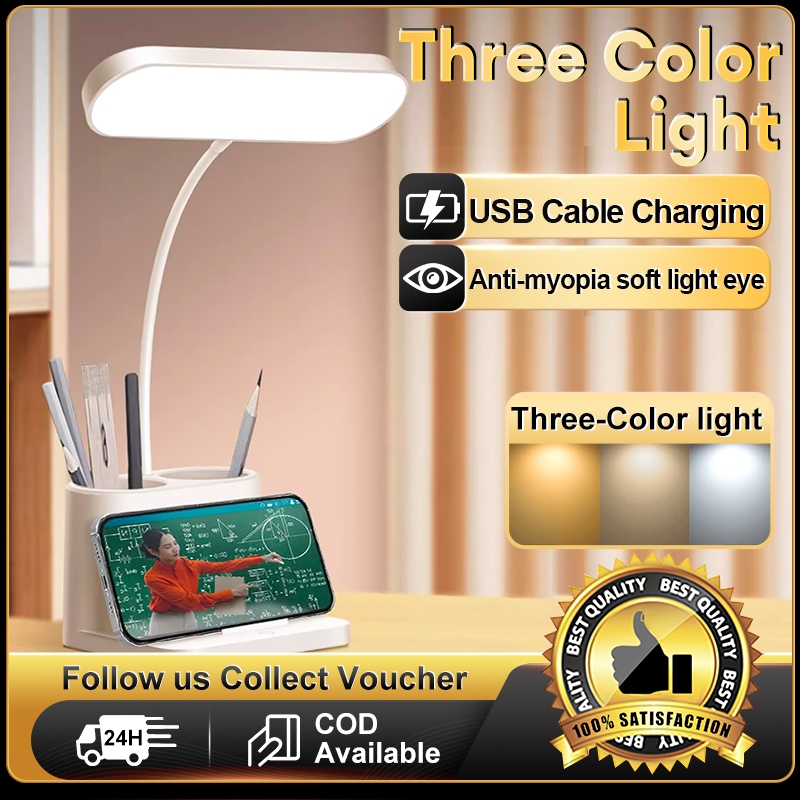 Study Table Lamp Eye-Caring LED Desk Lamp 3 Color Adjustable LED ...