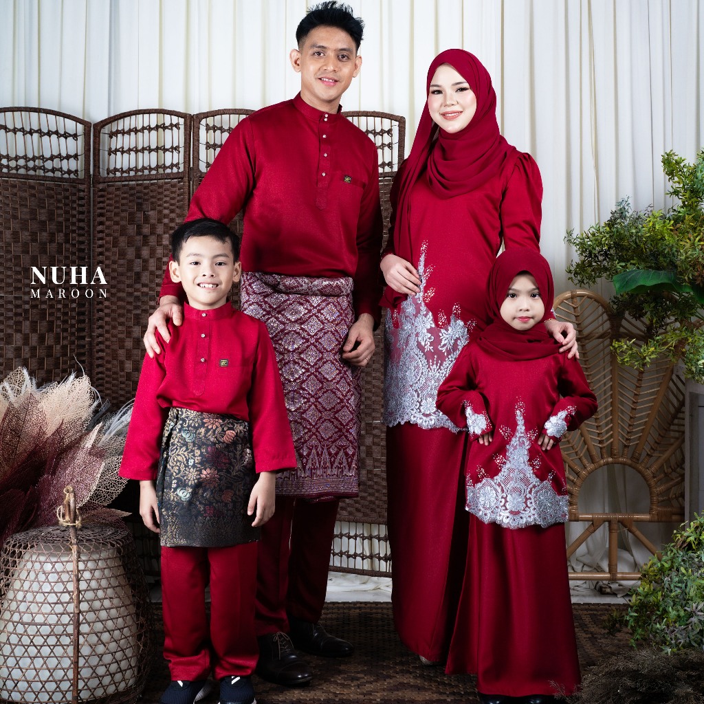 KURUNG NUHA WARNA MAROON - SEDONDON RAYA/SET FAMILY/BAJU RAYA | Shopee ...