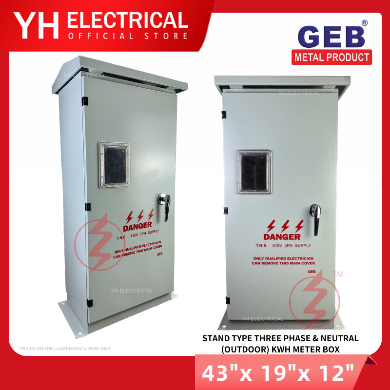GEB Three Phase & Neutral 3phase Outdoor KWH Meter Box (Metal) 43” x 19 ...