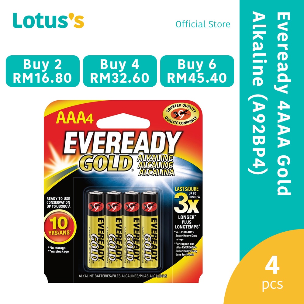 Eveready 4AAA Gold Alkaline (A92BP4) | Shopee Malaysia