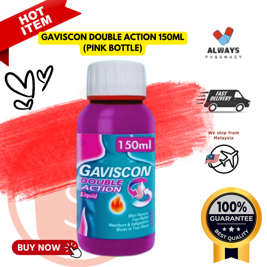 GAVISCON DOUBLE ACTION LIQUID 150ML | DOUBLE ACTION FAST RELIEF 150ML ...