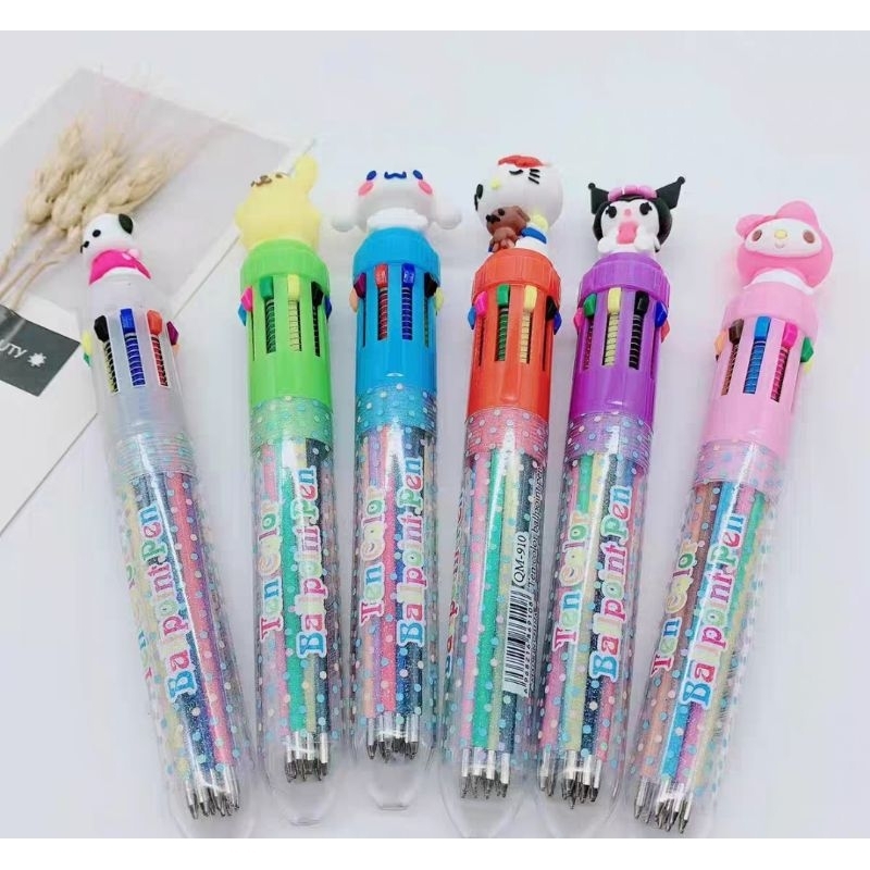 Super cute cartoon ten-color pen Kurumi Pacha dog press ballpoint pen ...