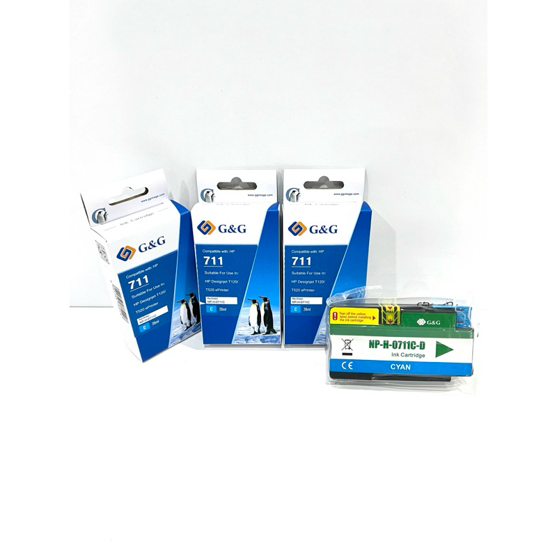 G&G HP 711 CZ134A CZ130A Cyan Ink Cartridge 3-Pack 26ml Designjet T120 ...