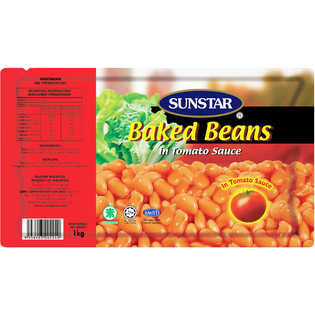 SUNSTAR BAKED BEANS IN TOMATO SAUCE ECONOMY PACK 1KG | Shopee Malaysia