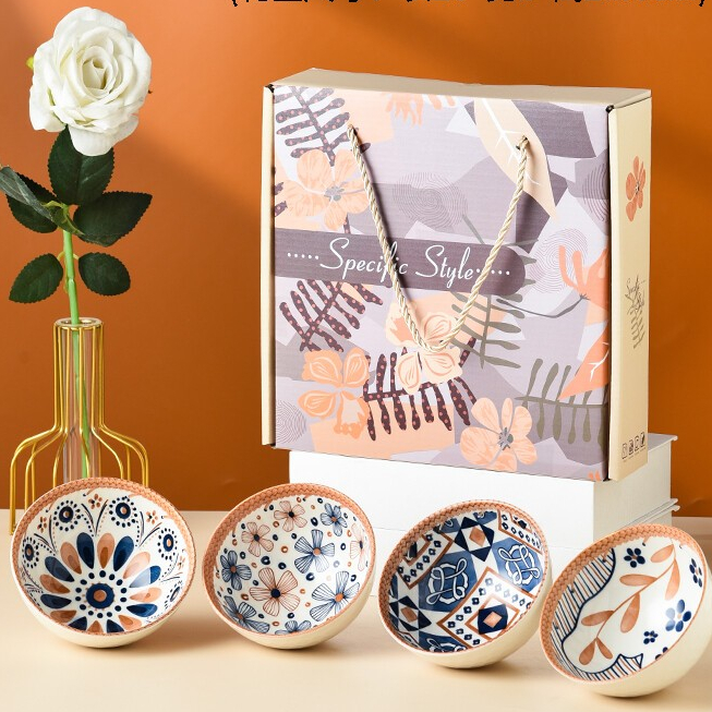 Bohemian Rice Bowl Porcelain Bowl set Ceramic Bowl Mangkuk Keramik Soup ...