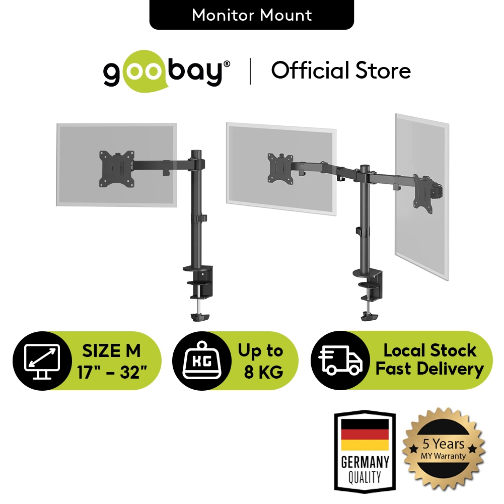 Goobay Single/Dual Monitor Mount - Black (17-32") | Shopee Malaysia
