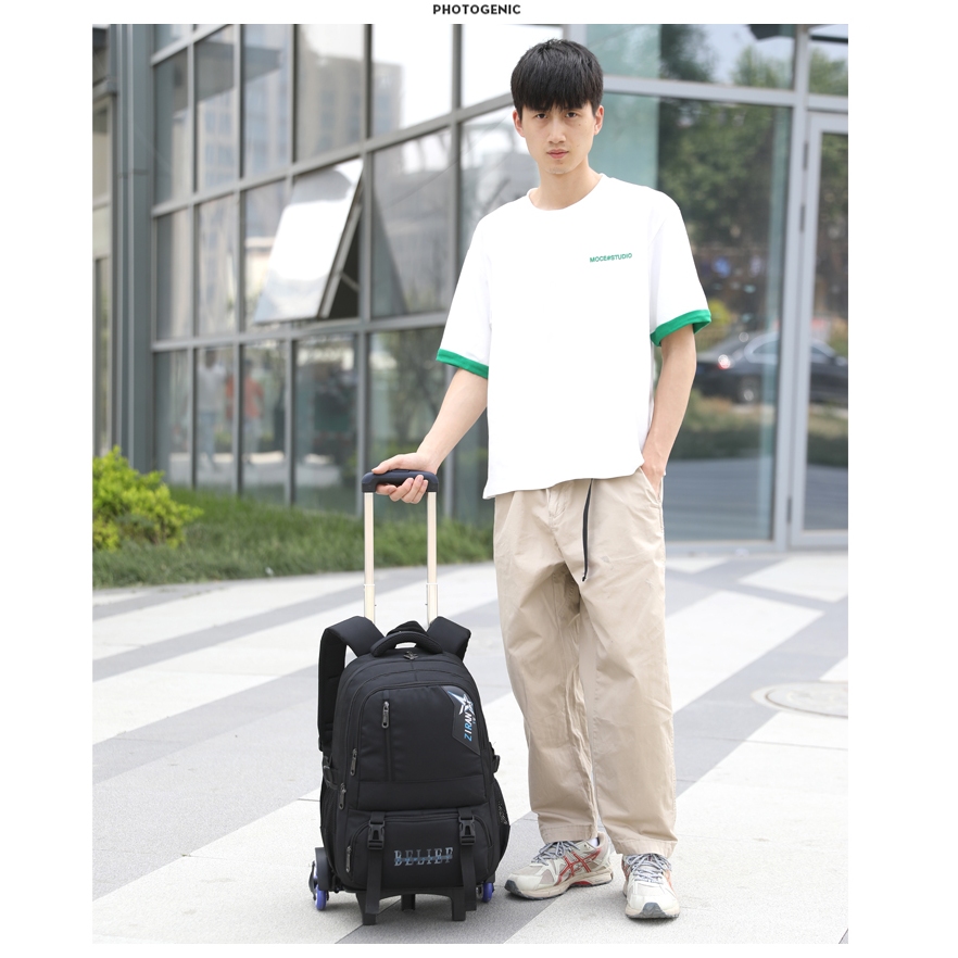 Ziranu Without Cartoon Primary Detachable 6 Wheels Trolley School Bag ...