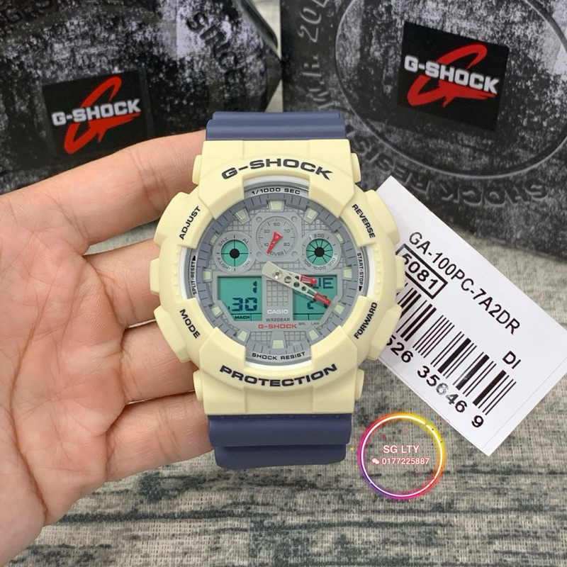 100% ORIGINAL CASIO G-SHOCK GA-100PC-7A2 GREY WITH BEIGE reimagined in vintage colors. | Shopee ...