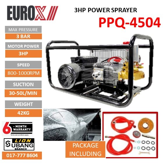 EUROX Plunger Pump 3HP Induction Motor PPQ4504 / 2HP PPQ4523 Included ...