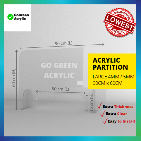 ⚠LARGE 4MM /5MM⚠ 90CM X 60CM Acrylic Sneeze Guard / Partition / Divider ...