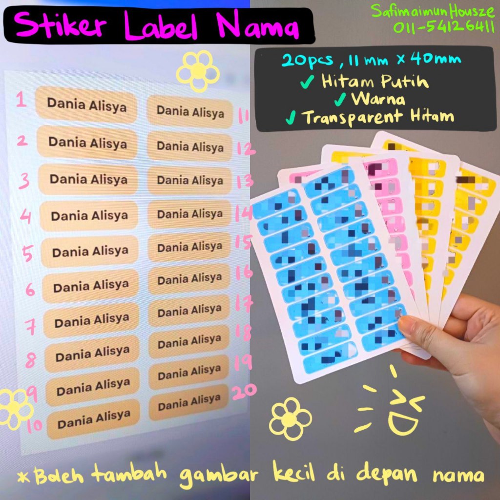 Stiker Label Nama (Water Resistant Name Sticker for School Student ...