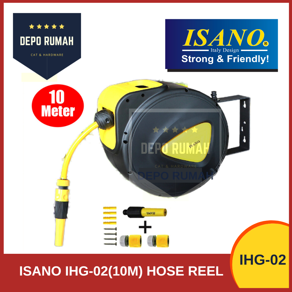 ISANO 10M & 20M Wall Mounted Automatic Reel Retractable Water Hose Reel ...
