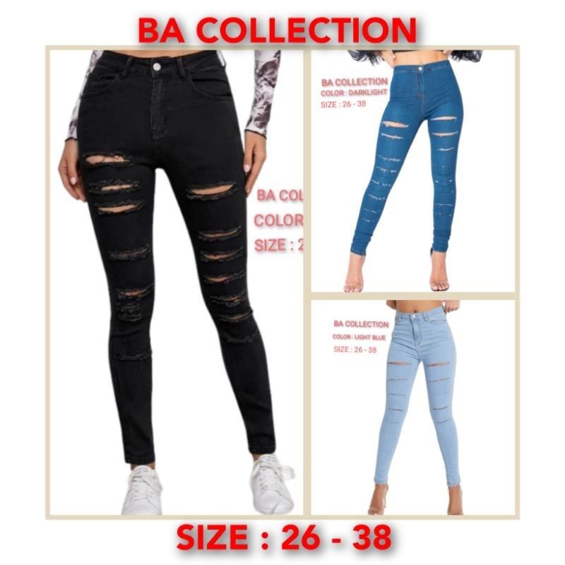Riped/Koyak Skinny Jeans For Womens Kain Stretchable High Quality ...