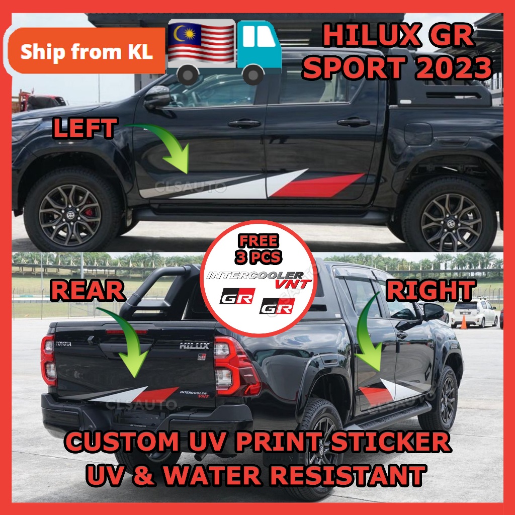 TOYOTA Hilux GR Sticker Body Car Decal Sport Print Black White Red ...