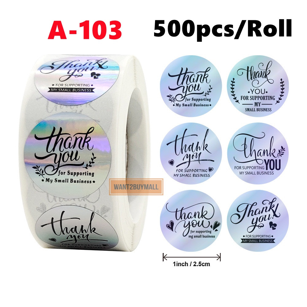 🇲🇾500pcs/roll Thank You Birthday Party Quality Seal Label Scrapbook ...