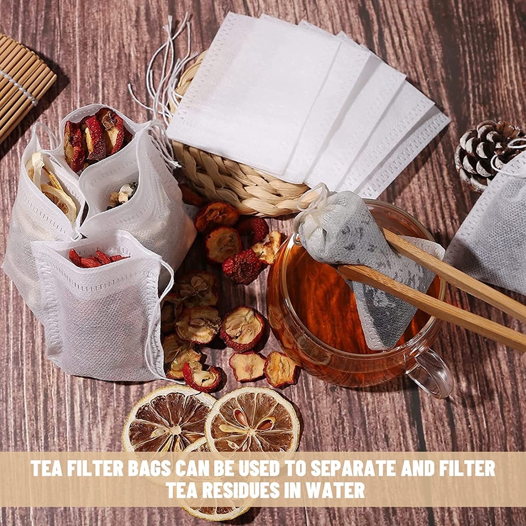 【100pcs】Tea Bag Non-Woven Empty Teabags Seal Filter Disposable Tea Soup ...