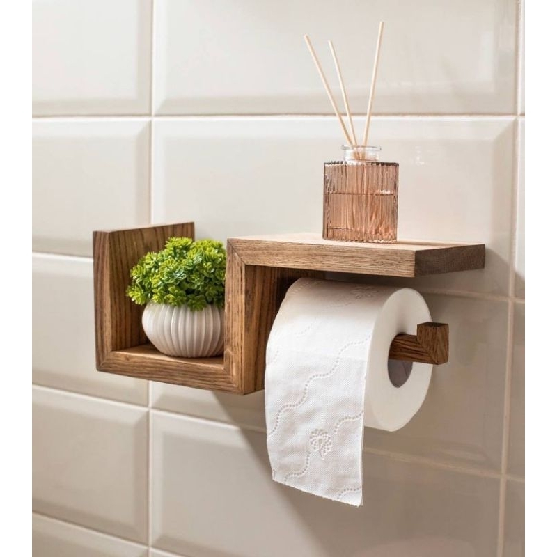 Toilet roll wall shelf wc paper holder easy storage | Shopee Malaysia