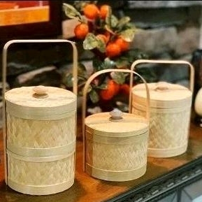 [The Rattan House] Bamboo Art Lantang double-layer/ Single-layer Basket ...